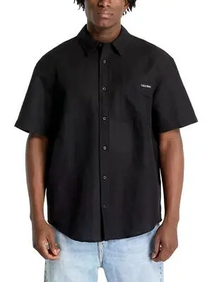 Calvin Klein Short-sleeved Button-up Shirt - Black