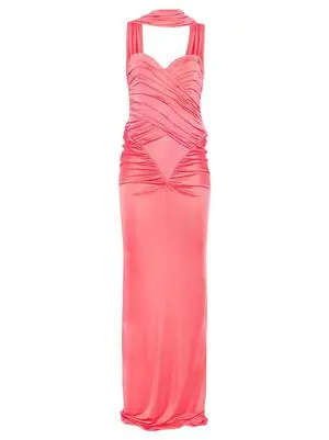 THE NEW ARRIVALS ILKYAZ OZEL Off-Shoulder Dress Pink