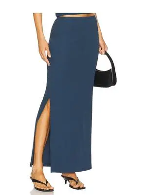 Lna Steph Ribbed Skirt - Dark Denim