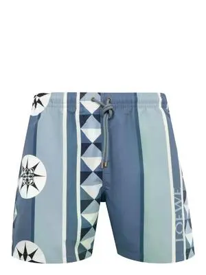 Loewe Geometric-print Swim Shorts - Blue