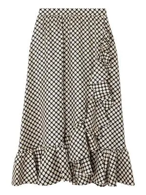 Valentino Garavani Polka-dot Silk-twill Midi Skirt - Black