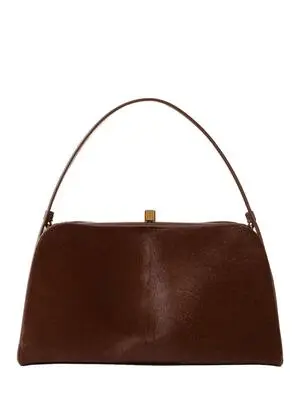 Khaite Cate Leather-Trimmed Calf Hair Tote Brick