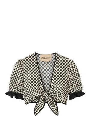 Valentino Garavani Cropped Polka-dot Top - Black