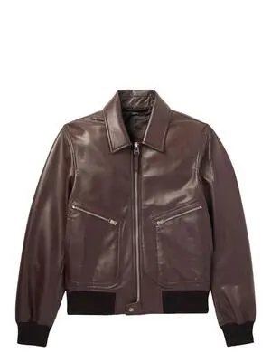 TOM FORD Leather Zip-up Bomber Jacket - Brown