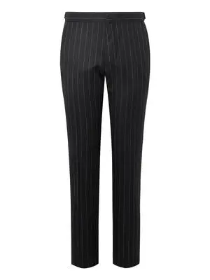 TOM FORD Dyllan Slim-fit Tapered Striped Wool-twill Trousers - Gray