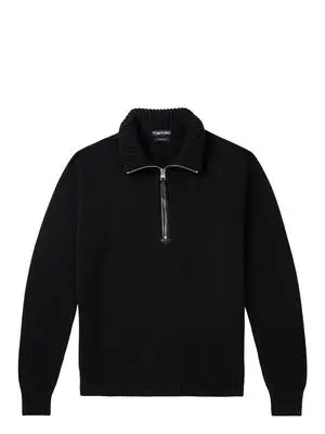 TOM FORD Wool And Cashmere-blend Half-zip Rollneck Sweater - Black