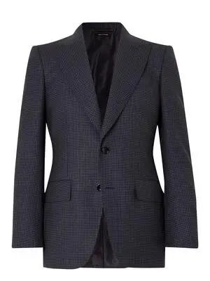 TOM FORD Houndstooth Wool-blend Suit Jacket - Gray
