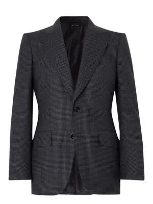 TOM FORD Houndstooth Wool-blend Suit Jacket - Gray