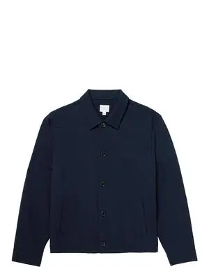 Sunspel Wool-blend Seersucker Shirt Jacket - Blue