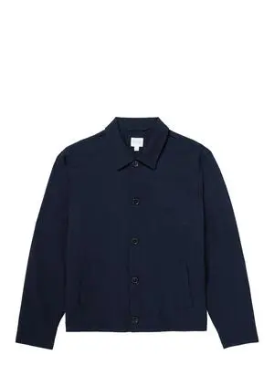 Sunspel Wool-Blend Seersucker Shirt Jacket Navy