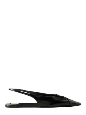 Saint Laurent Babylone Embellished Leather Slingback Flats - Black