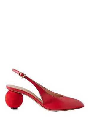 FERRAGAMO Tessie Leather And Suede Slingback Pumps - Red