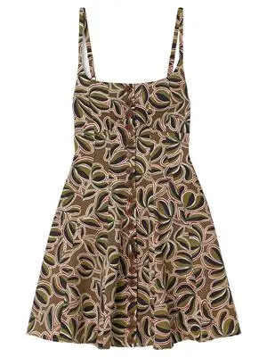 LA LIGNE Alba Printed Linen-blend Mini Dress - Green