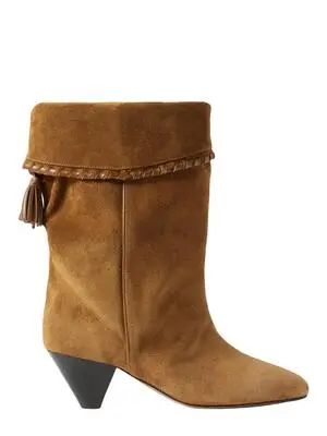 Isabel Marant Dalby Tasseled Leather-trimmed Suede Ankle Boots - Brown