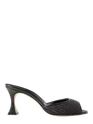 Manolo Blahnik Jadara 70 Raffia Mules - Black