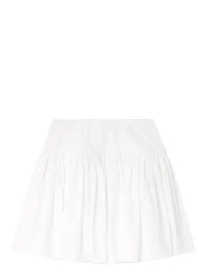 Dolce & Gabbana Pleated Cotton-poplin Mini Skirt - White
