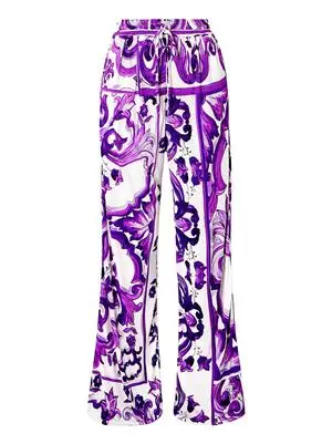 DOLCE & GABBANA Printed Jersey Wide-Leg Pants