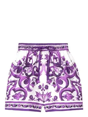 Dolce & Gabbana Printed Silk-twill Shorts - Purple