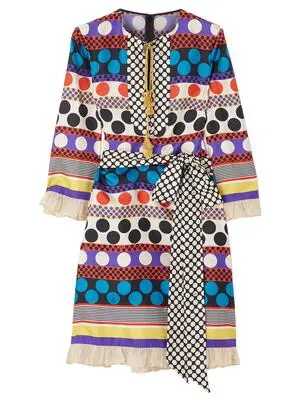 Valentino Garavani Belted Printed Silk-twill Mini Dress - Multi