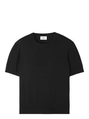Saint Laurent Cropped Wool T-shirt - Black