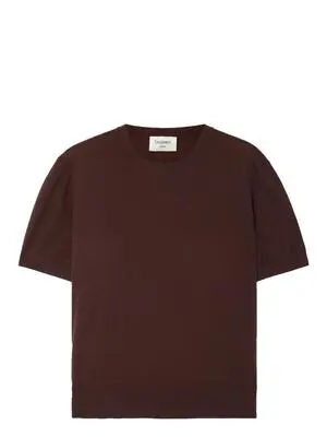 Saint Laurent Cropped Wool T-shirt - Brown