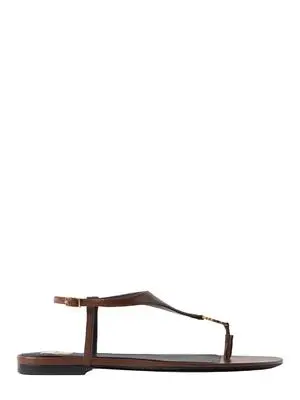 Saint Laurent Cassandra Leather Slingback Sandals - Brown