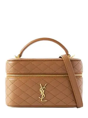 Saint Laurent Gaby Vanity Mini Quilted Leather Shoulder Bag - Brown