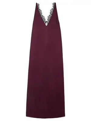 Stella McCartney Lace-trimmed Satin Midi Dress - Burgundy