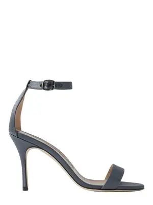 Manolo Blahnik Chaos 90 Satin Sandals Navy