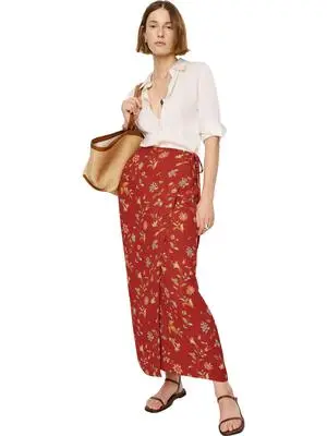 REFORMATION Opal Low Waist Wrap Skirt - Red