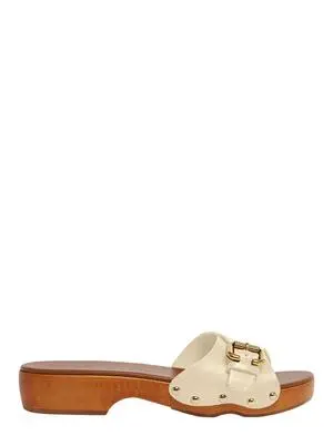 Chloé Jeannette Leather Clog Sandals - Eggshell/clear