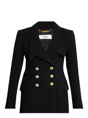 Chloé Cascade-lapel Double-breasted Boucle Jacket - Black