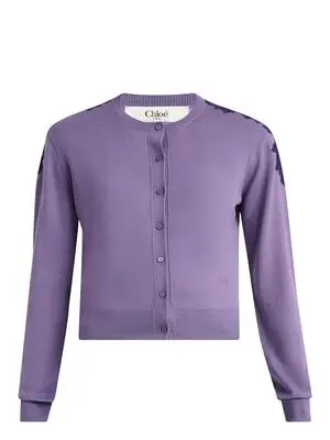 Chloé Guipure Lace-trim Knit Cardigan - Ltpurp
