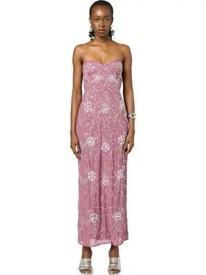 BEAUUT Strapless Embellished Sequin Beaded Maxi Dress