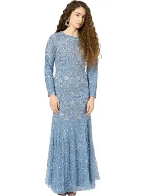MARYISA Embellished Sequin Maxi Dress - Powder Blue