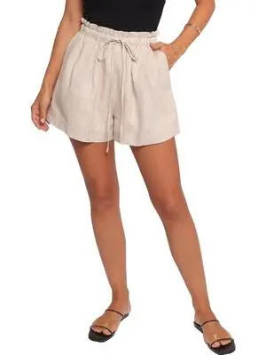 PETAL & PUP Relaxed Fit Linen Blend Shorts - Beige