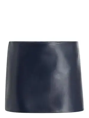 Khaite Jett Leather Mini Skirt - Navy
