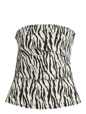 ROTATE BY BIRGER CHRISTENSEN Printed Denim Strapless Top - Black,white