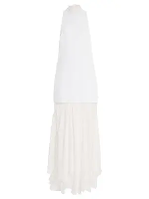 Brandon Maxwell The Leonie Layered Maxi Dress - White