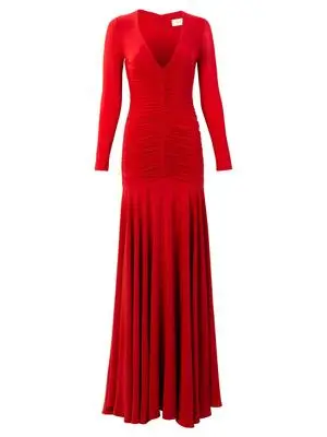 Silvia Tcherassi Lina Gathered Maxi Dress - Red