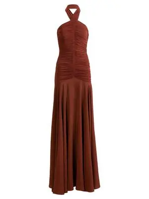 Silvia Tcherassi Moira Silk-blend Maxi Dress - Brown