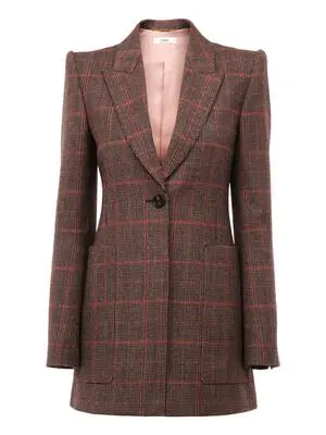 Chloé Checked Wool Blazer - Brown