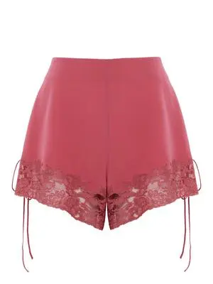 Chloé Organic Silk Crepe De Chine Lace Trimmed Shorts - Pink