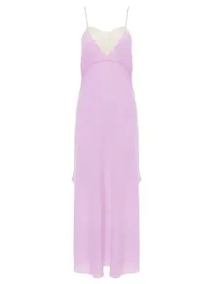Chloé Lace-trimmed Organic Silk Crepe De Chine Maxi Dress - Purple