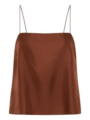 ST. AGNI Cami Silk-twill Top - Brown