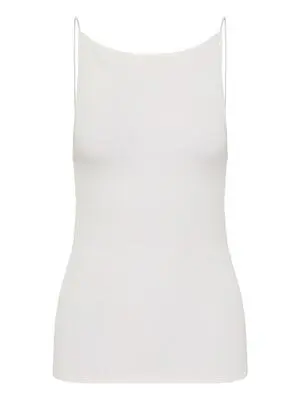 ST. AGNI Square-Neck Jersey Top Off-white