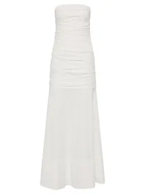ST. AGNI Strapless Cotton-blend Maxi Dress - White