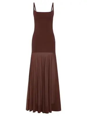 ST. AGNI Knit And Silk Maxi Dress Brown