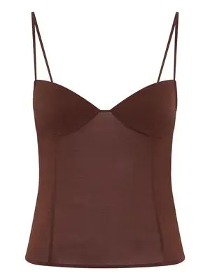 ST. AGNI Silk Camisole Top - Brown
