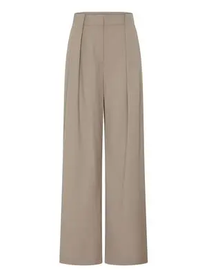 ST. AGNI Pleated Wide-leg Pants - Light Grey